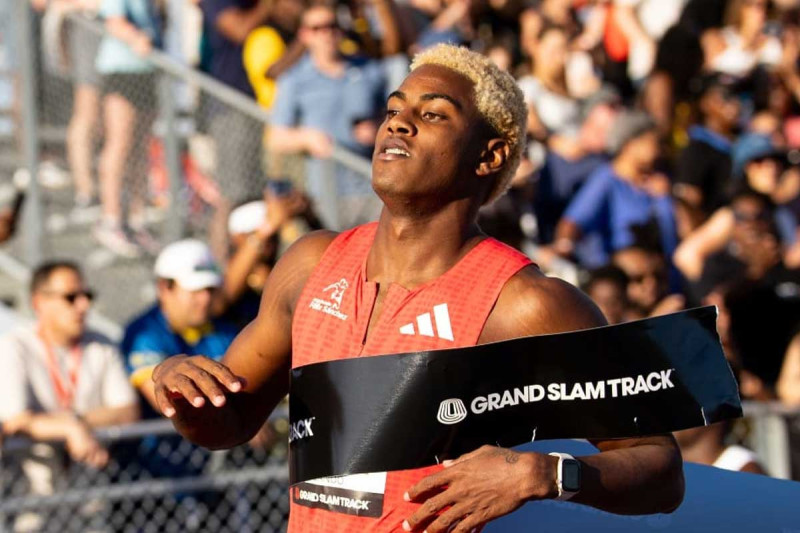Alexander Ogando, primer lugar 200 metros Grand Slam Track
